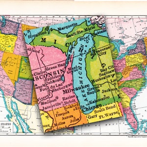 Vintage United States Map, Circa 1930's, Classroom Decor, Home Decor ...