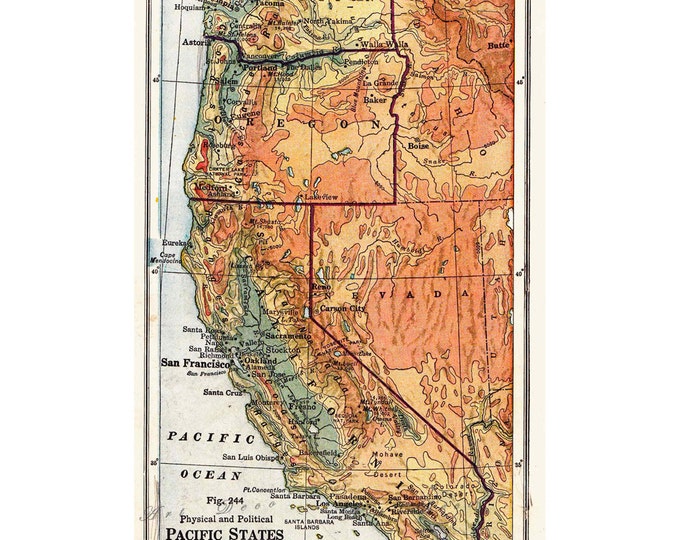 Pacific Crest Trail Map-pacific Crest Trail Hiking Map Print-pacific ...
