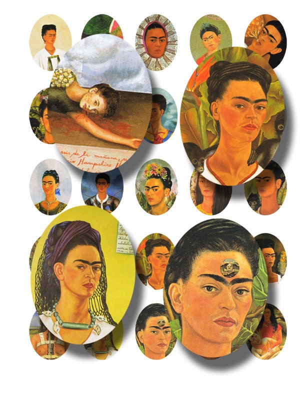 Frida Kahlo Collage Sheet in 30 X 40 Mm Ovals Printable - Etsy