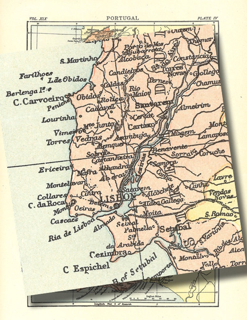 Old Map of Portugal Printable Digital Download Printable - Etsy