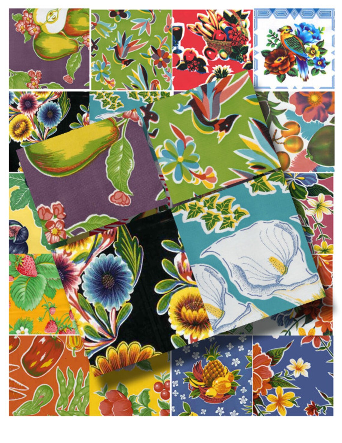Oilcloth Patterns, a 2 X 2 Inch Sampler, Vintage Printable Digital ...