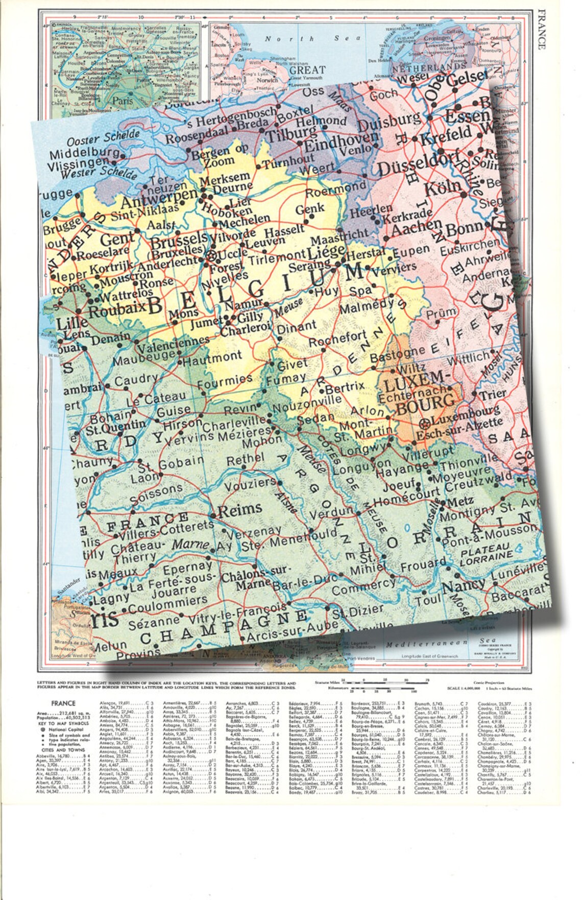 Printable Map of France From the 1950's, for Arts and Crafts, Wall ...