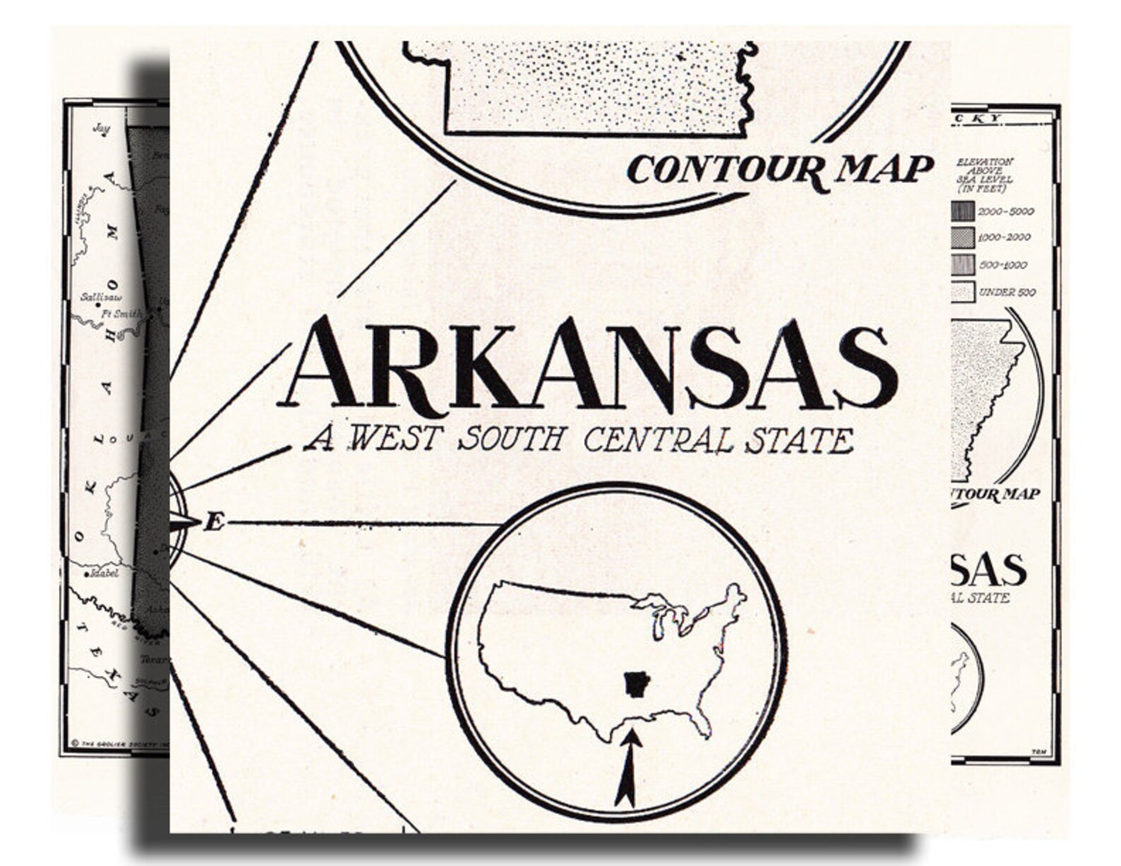 Printable Map of Arkansas From the 1950's, Home Decor, Digital Prints ...