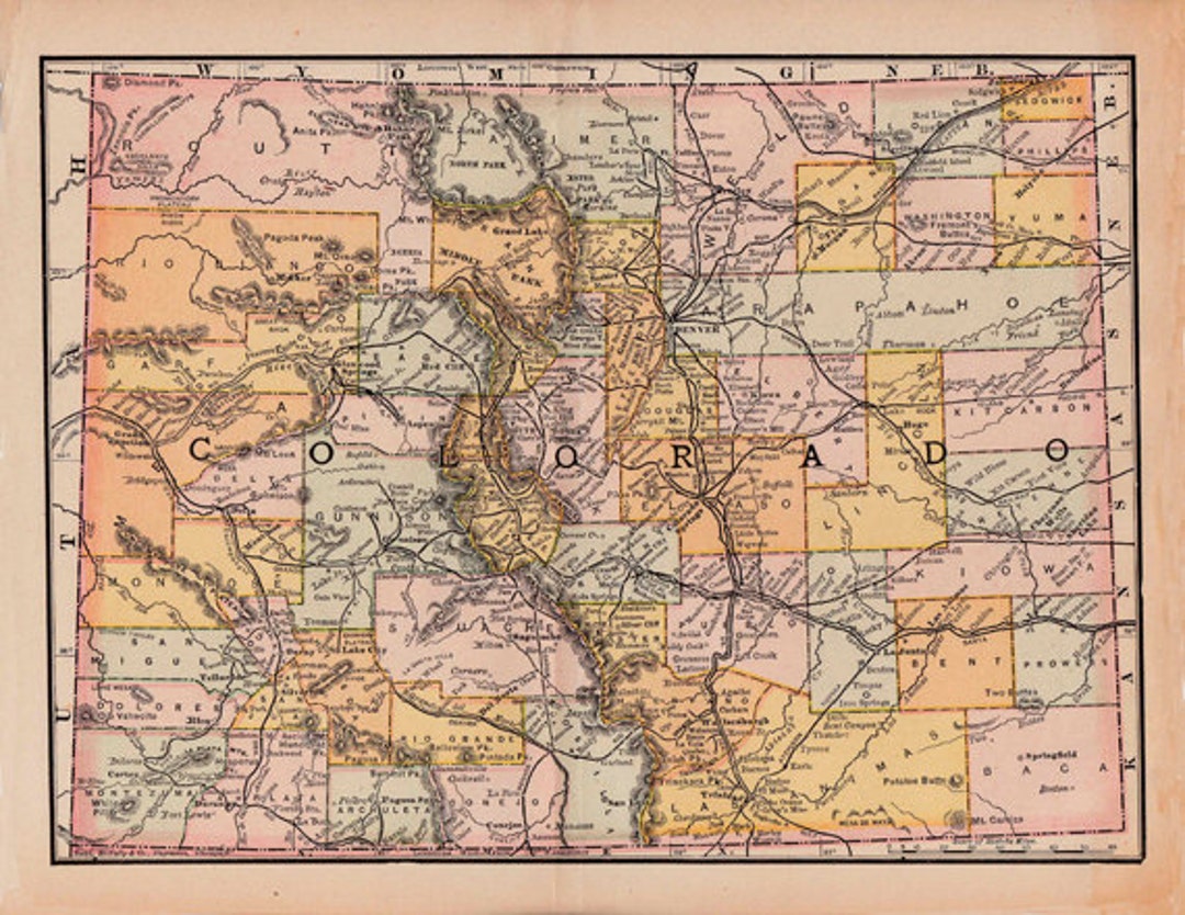 Printable Map of Colorado From 1891, Housewarming Gift, Home Decor ...