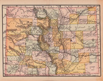Printable Map of Colorado, From the Early 1900's, Housewarming Gift ...