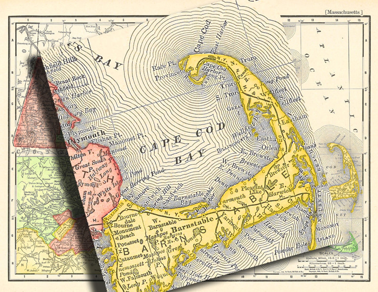 Printable map of Massachusetts unique gift and home decor | Etsy