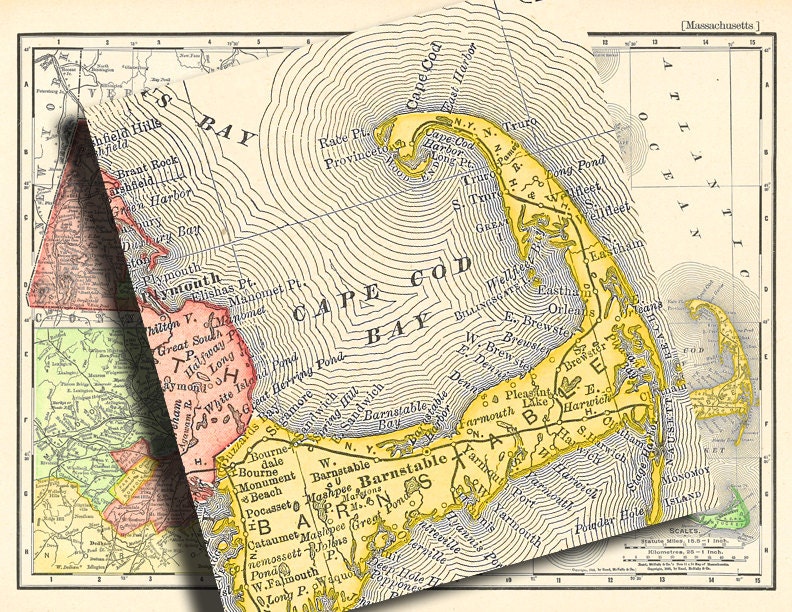 Printable map of Massachusetts unique gift and home decor | Etsy