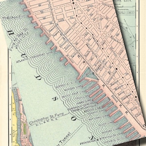 Printable Map of Southern Manhattan, Home Decor, Housewarming Gift ...