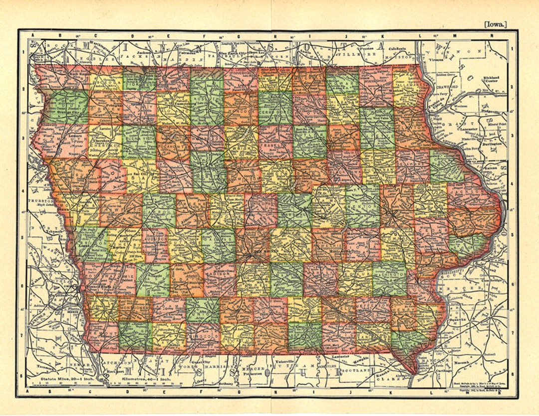 Printable Map of Iowa, Digital Wall Art, Unique Gift, Home Decor ...