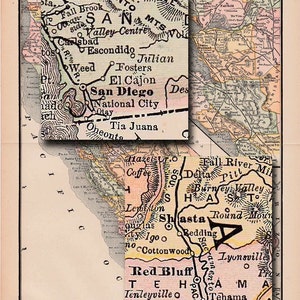 Printable Map of California From 1890, Arts and Crafts, Scrapbooking ...