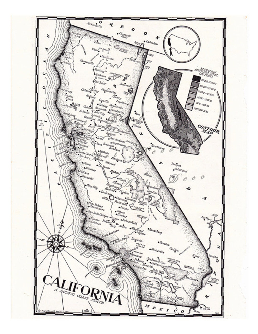 Map of California From the 1950's, a Vintage Printable Digital Download ...