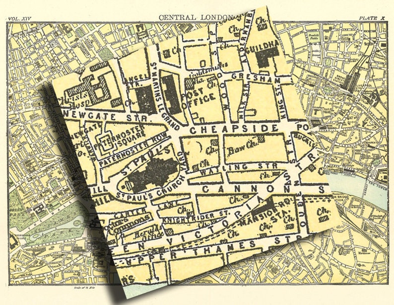 Map of London in the 19th Century Printable Digital Download - Etsy