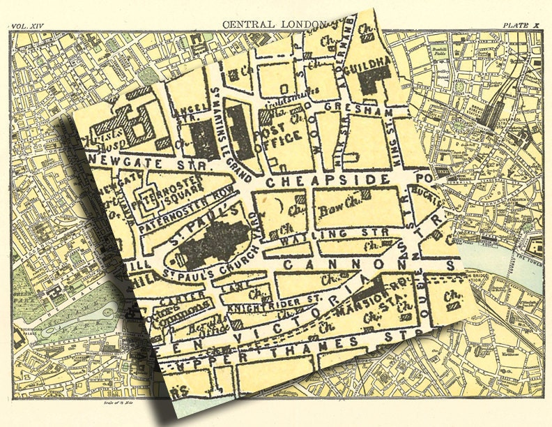 Map of London From 1895, a 600 Dpi Resolution Map for Printing Out Big ...