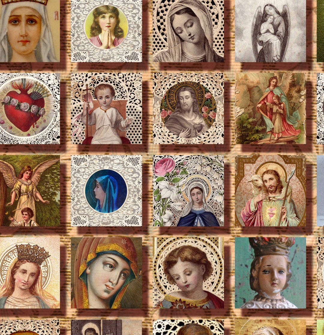 1 in French Holy Card Collage Sheet, Catholic Saints, Holy Jesus ...