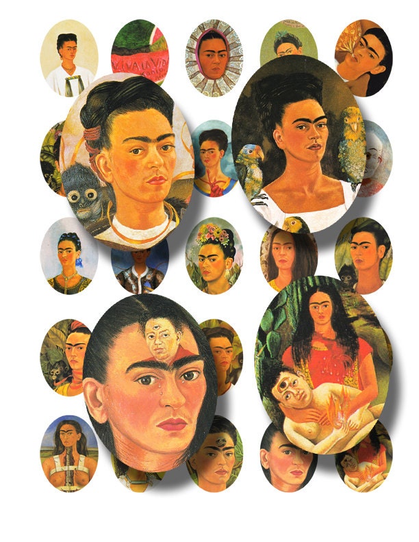 Frida Kahlo Collage Sheet in 30 X 40 Mm Ovals Printable - Etsy