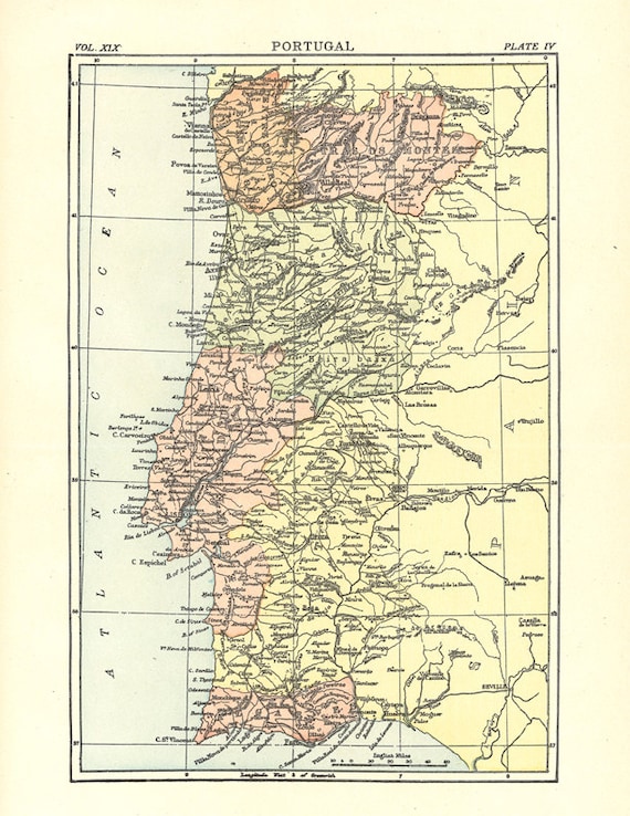 Old Map of Portugal Printable Digital Download Printable - Etsy