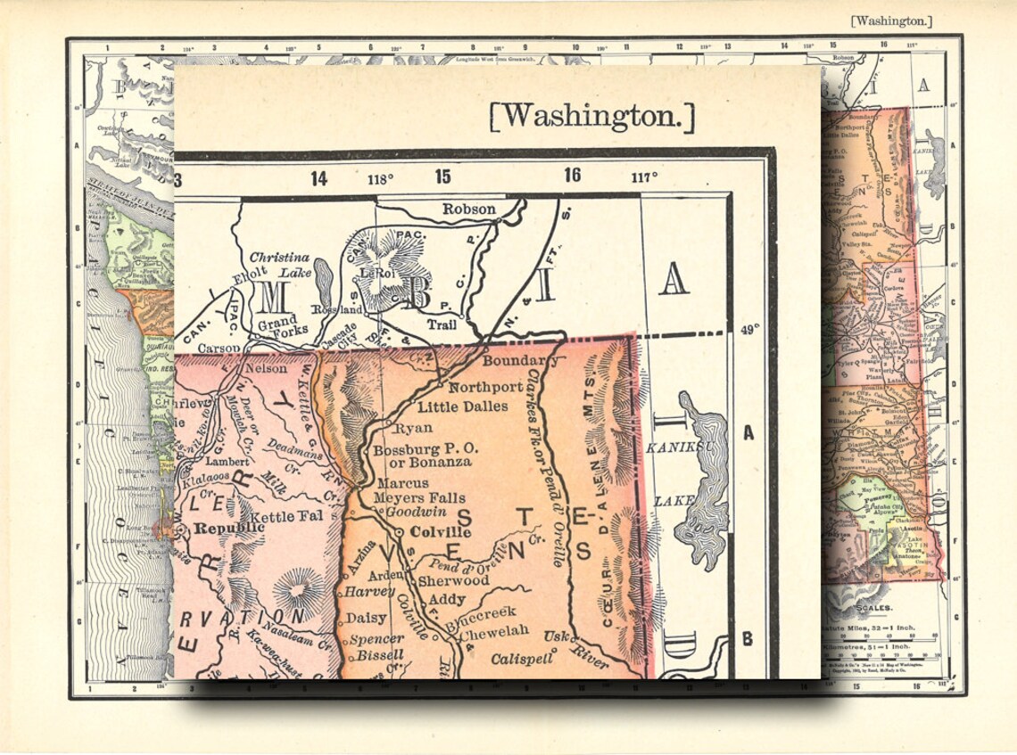 Printable Map of Washington State Wall Art Arts and Crafts | Etsy