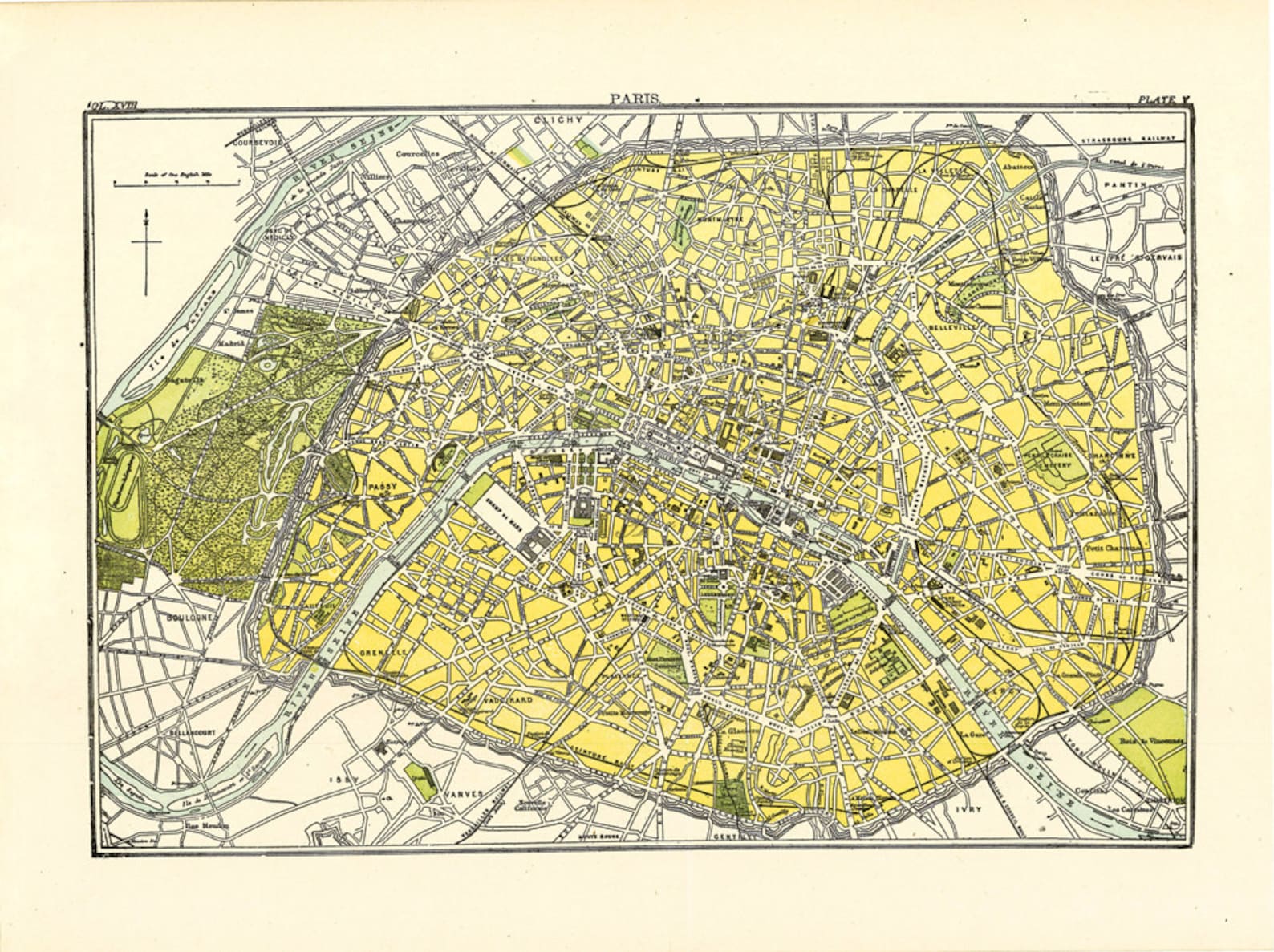 Printable Map of Paris for Arts and Crafts Home Decor - Etsy