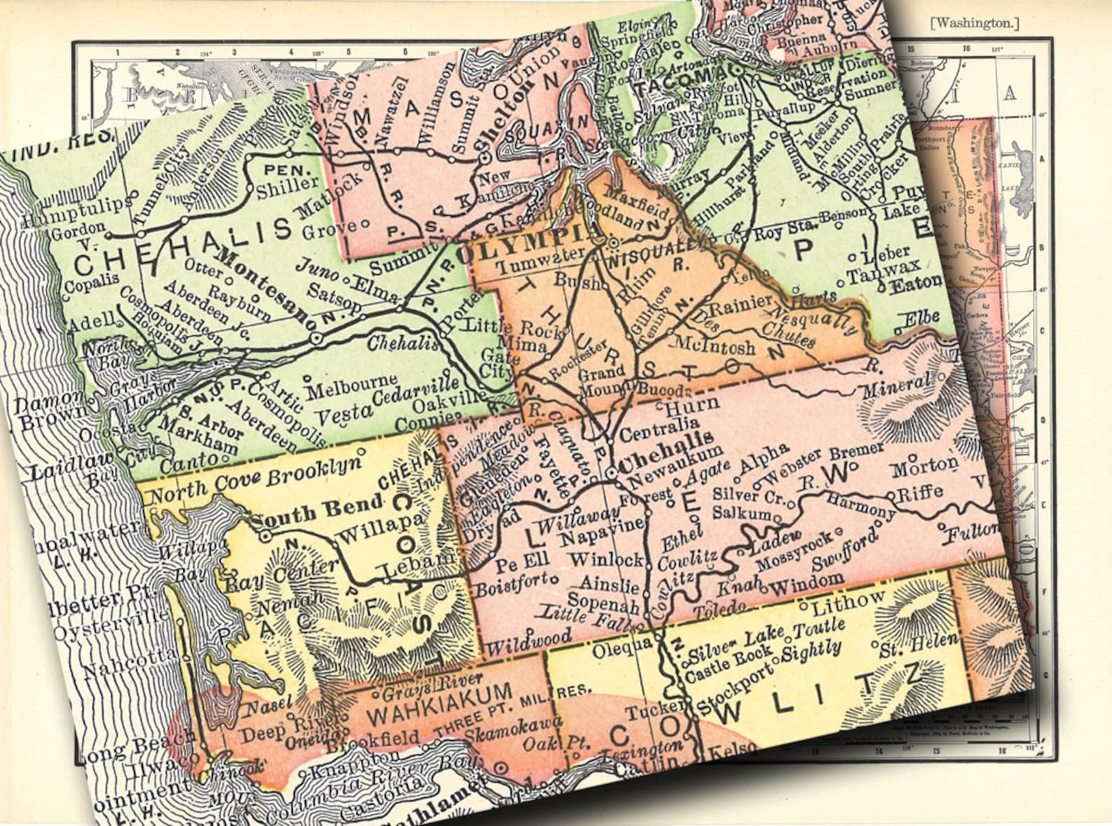 Printable Map of Washington State Wall Art Arts and Crafts | Etsy