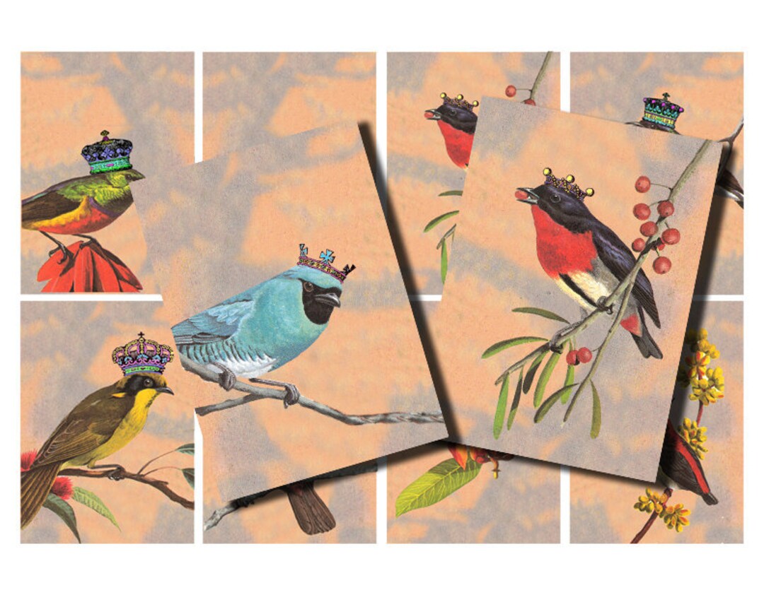 Birds With Crowns, Arts and Crafts, Journals, Scrapbooking, Printable ...