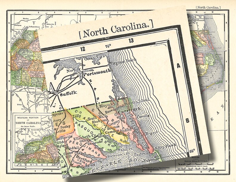 Printable map of North Carolina unique gift and home decor | Etsy