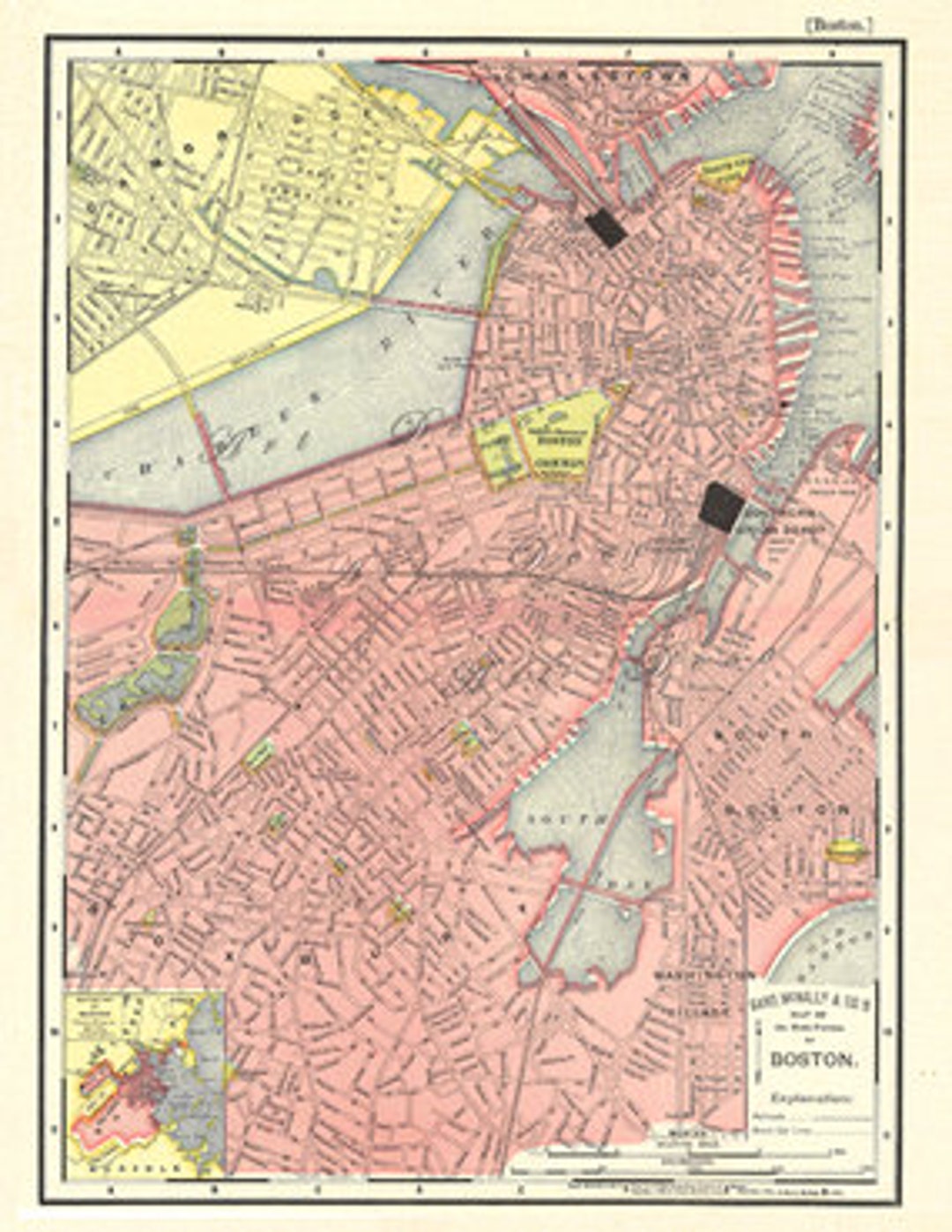 Printable Map of Boston, High Resolution 600 Dpi Printable File for ...