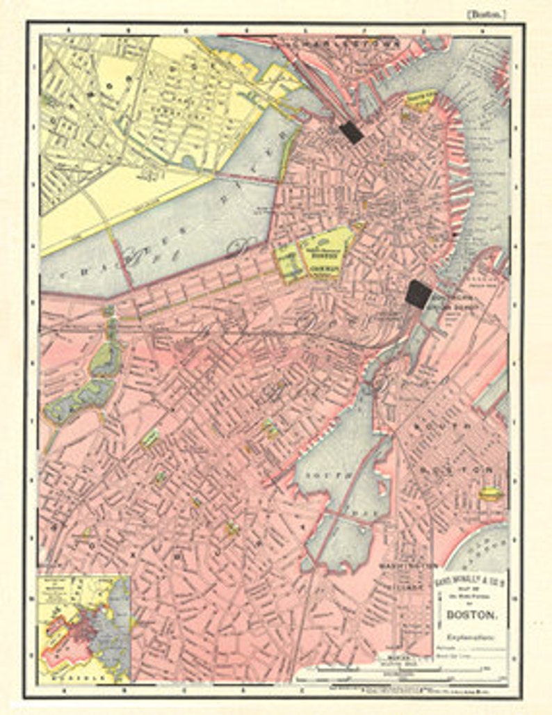 Printable Map of Boston, High Resolution 600 Dpi Printable File for ...