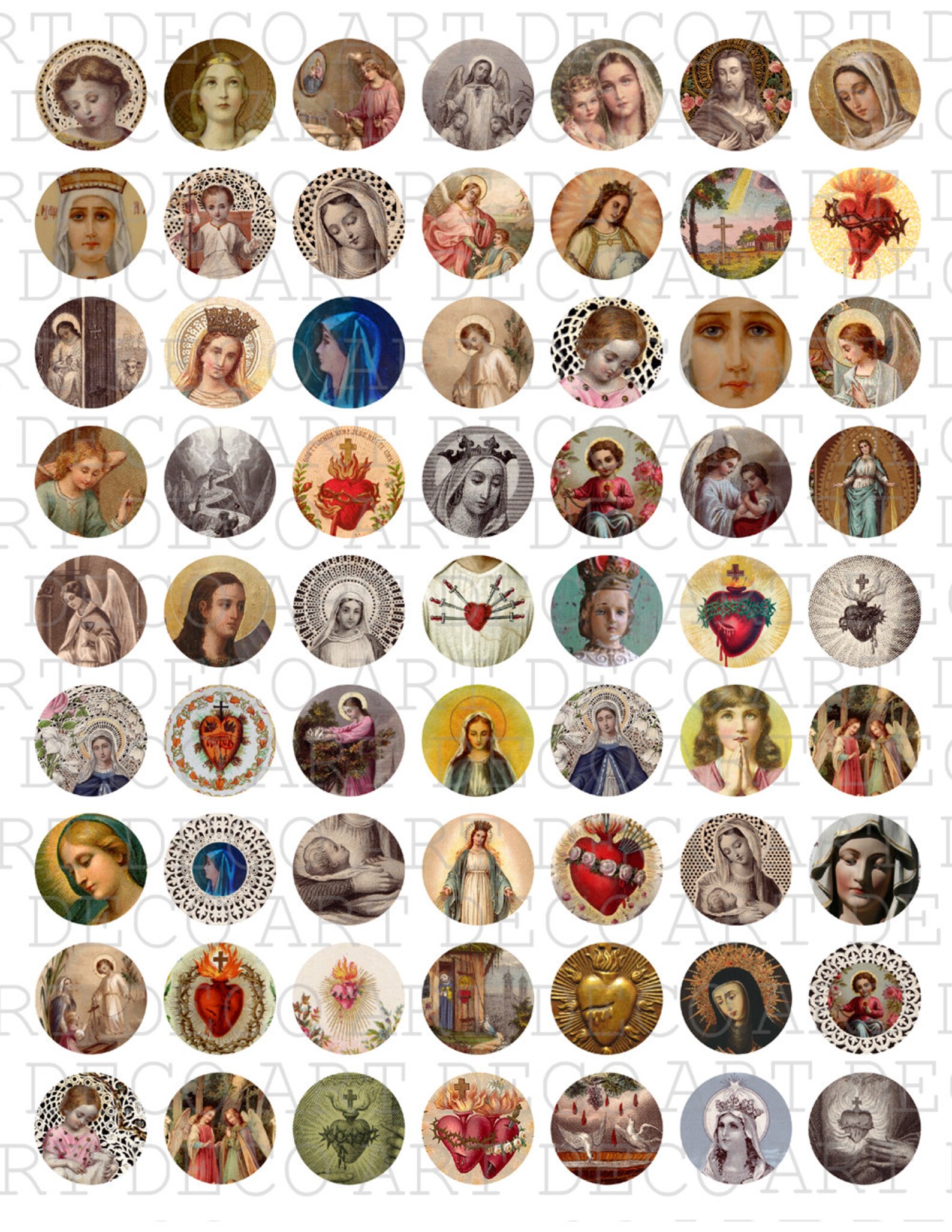 One inch Christian Catholic collage sheet from antique French | Etsy