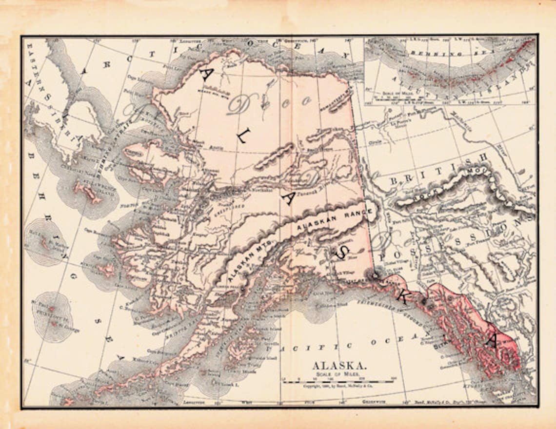 Map of Alaska From 1891 Antique Home Decor Unique Gift and | Etsy