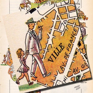 Old Map of Fes, Fez, Morocco From The1950's by French Artist Jacques ...