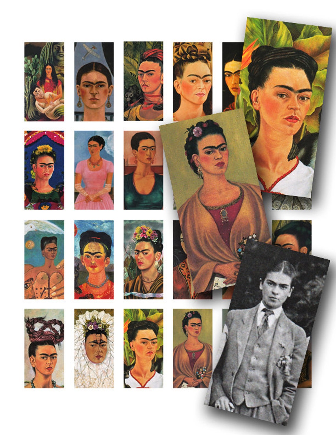 Frida Kahlo Printable Collage Sheet Domino Tile Art Size 1x2 - Etsy Canada