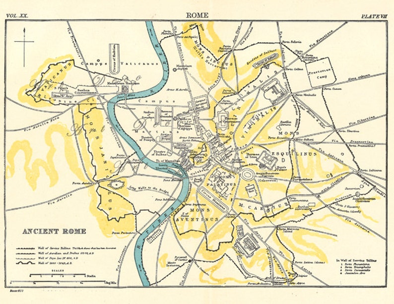 Printable Map of Rome Home Decor a Unique Gift Arts and - Etsy