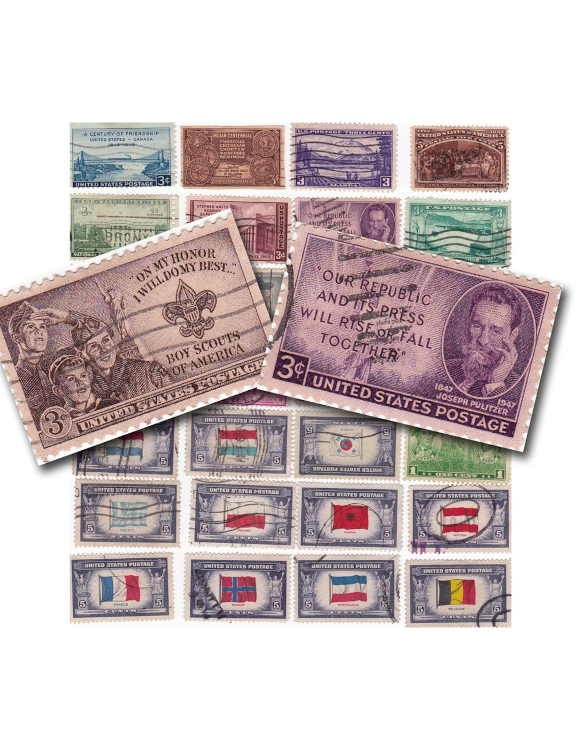 Antique United States Postage Stamps a Printable Digital - Etsy