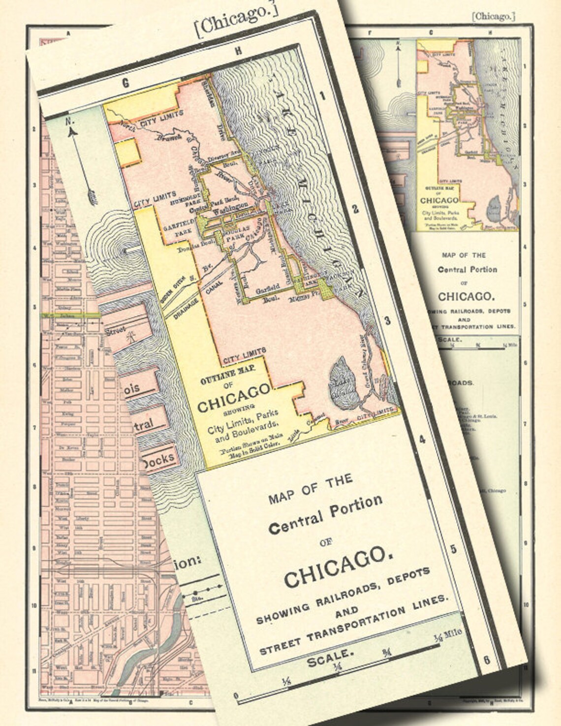 Printable map of Chicago housewarming gift home decor arts | Etsy
