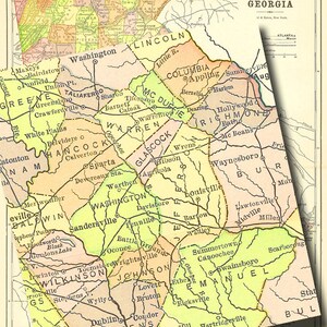 Old Map of Georgia, Detailed and Colorful, Printable Digital Antique ...