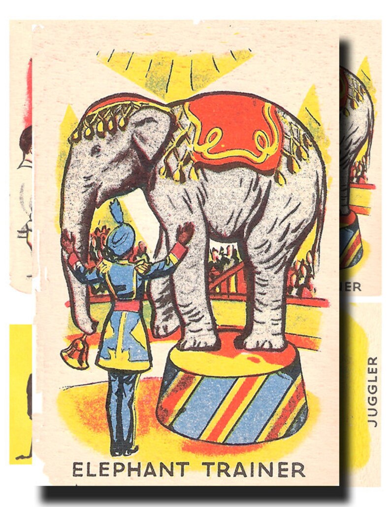 Vintage Circus Card Sampler, Printable Digital Download, for Arts and ...