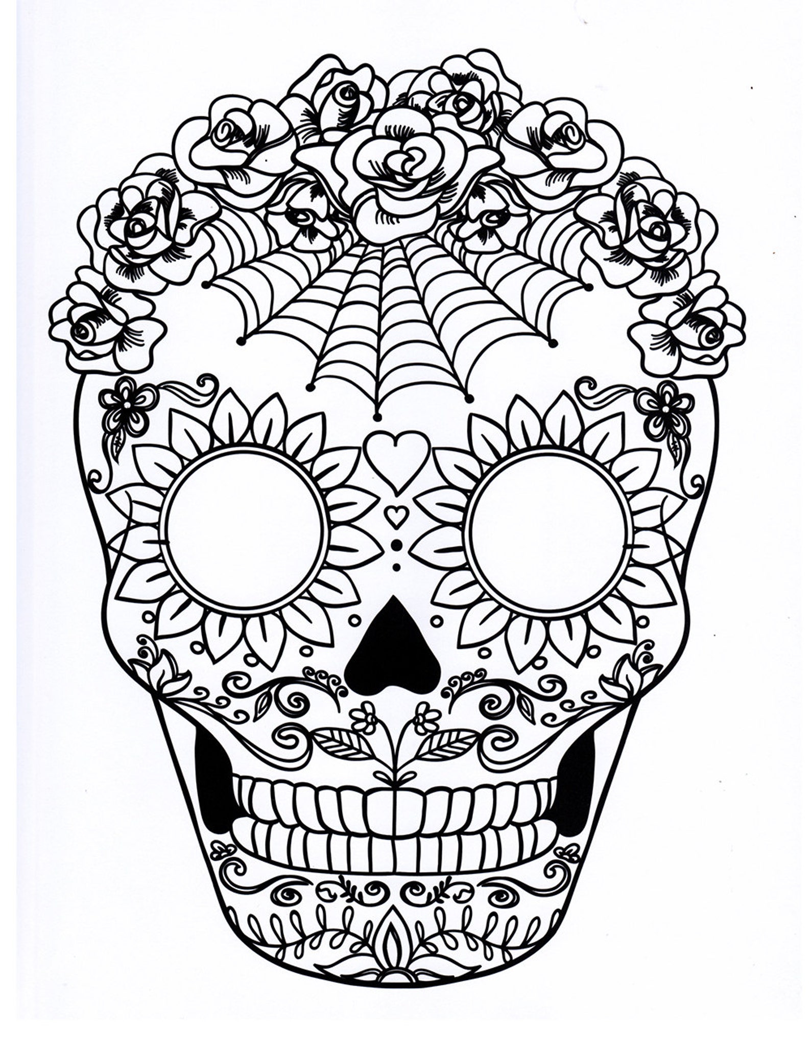 Skull Coloring Pages Dia De Los Muertos Day of the Dead - Etsy