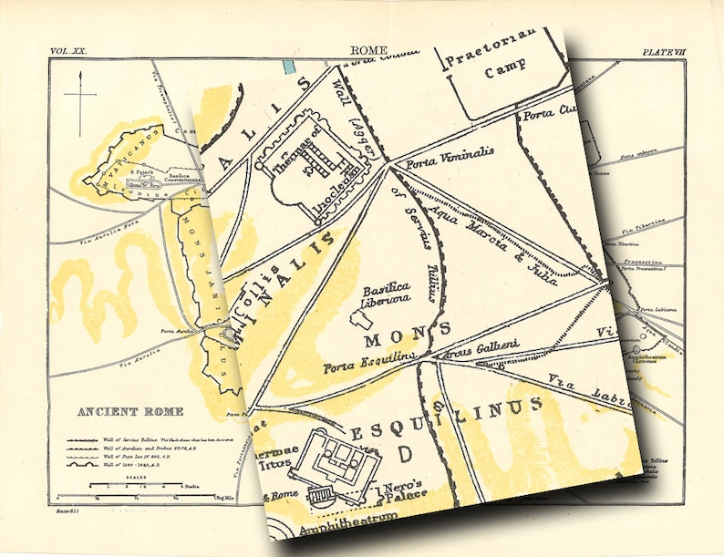 Printable Map of Rome Home Decor a Unique Gift Arts and - Etsy