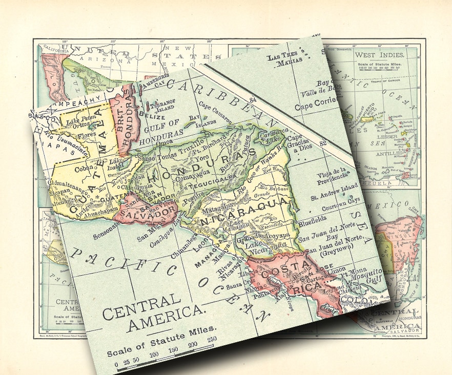 Mapa imprimible de México de la década de 1900, decoración para casas ...