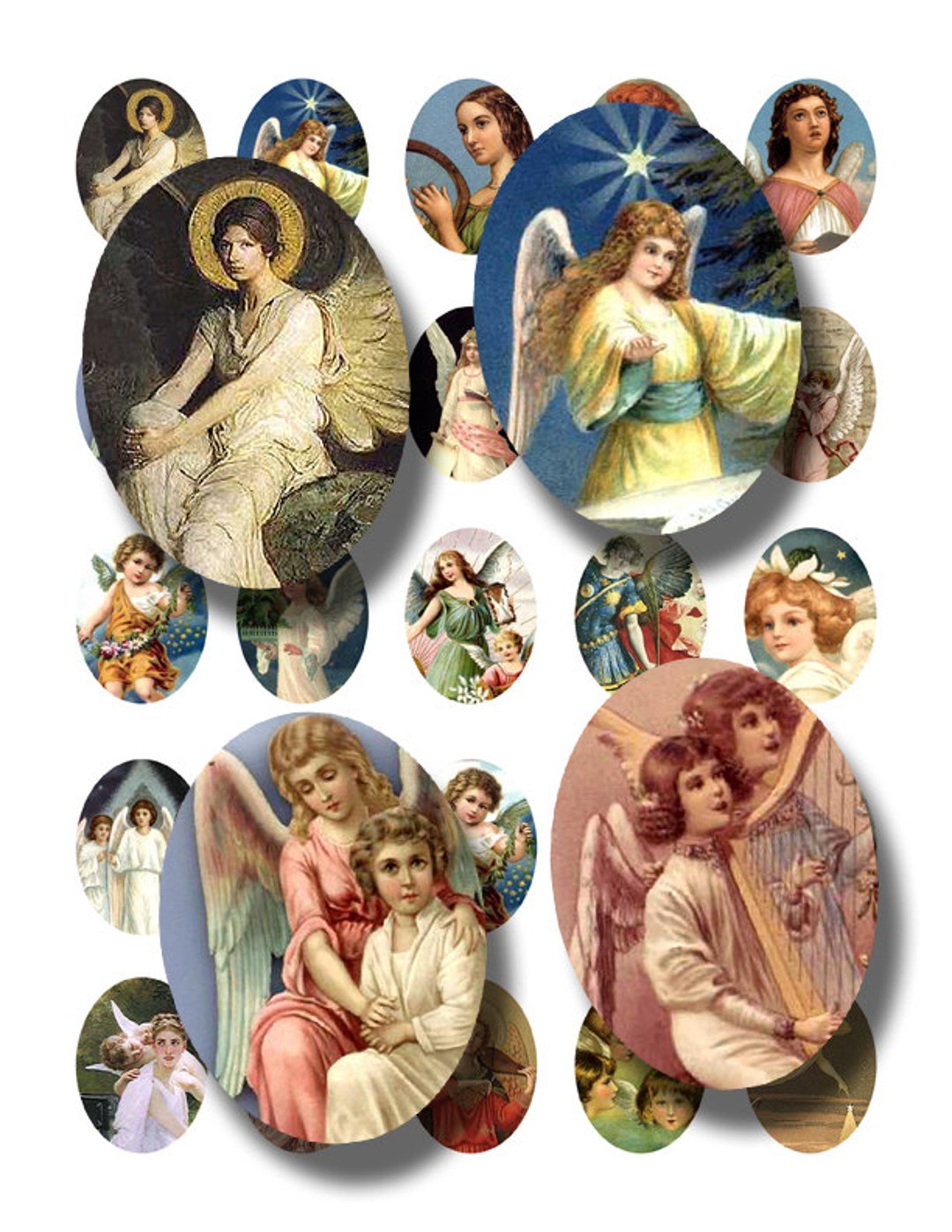 Guardian Angels Collage Sheet, 30 Mm X 40 Mm Ovals, Printable Digital ...