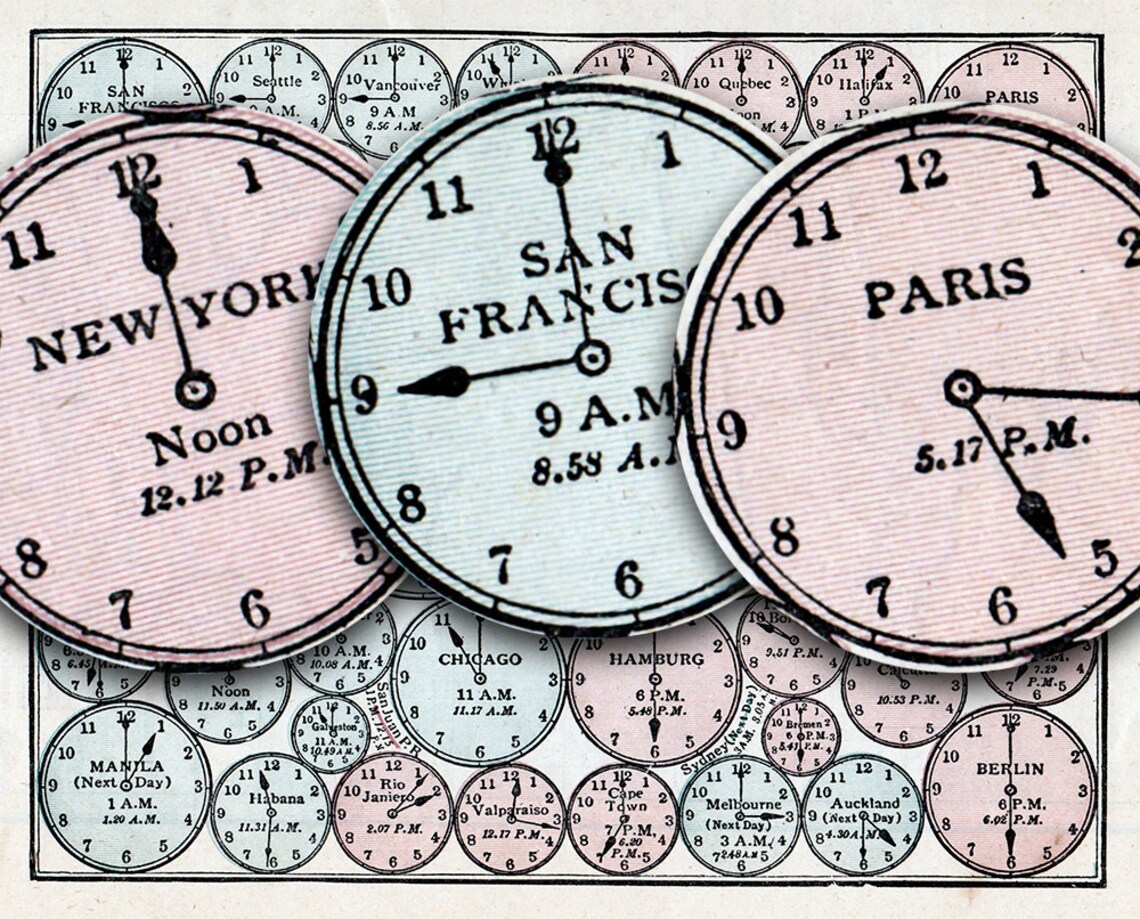 Old Clock Faces With Times and Cities From Around the World - Etsy