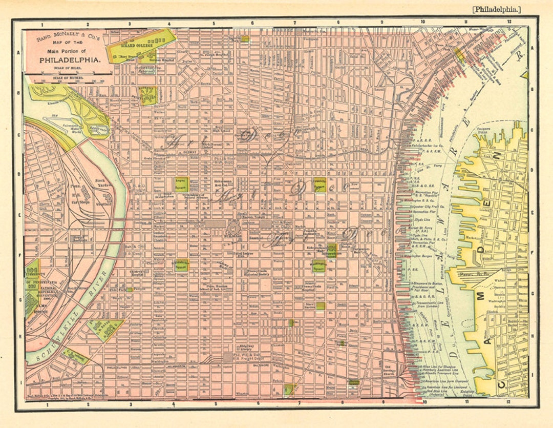 Printable Map of Philadelphia, Digital Print, Home Decor, Wall Art ...