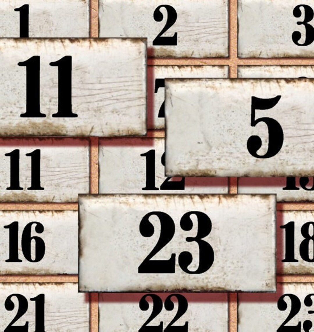 Enamel Numbers 1-25 Black + White Printable Digital Download 1x2 Inch ...