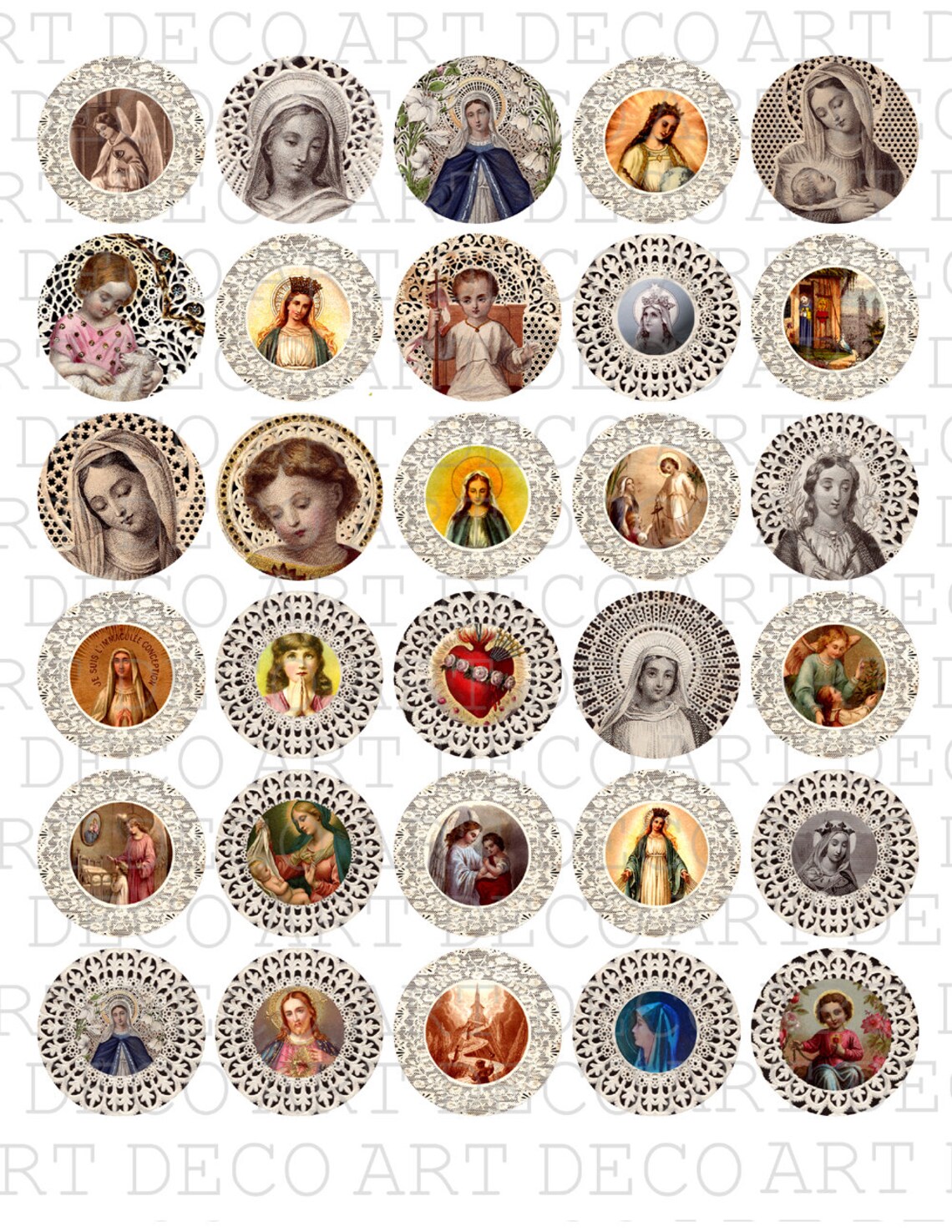 Christian Catholic Collage Sheet, Holy Saints, Jesus, Mary, Sacred ...