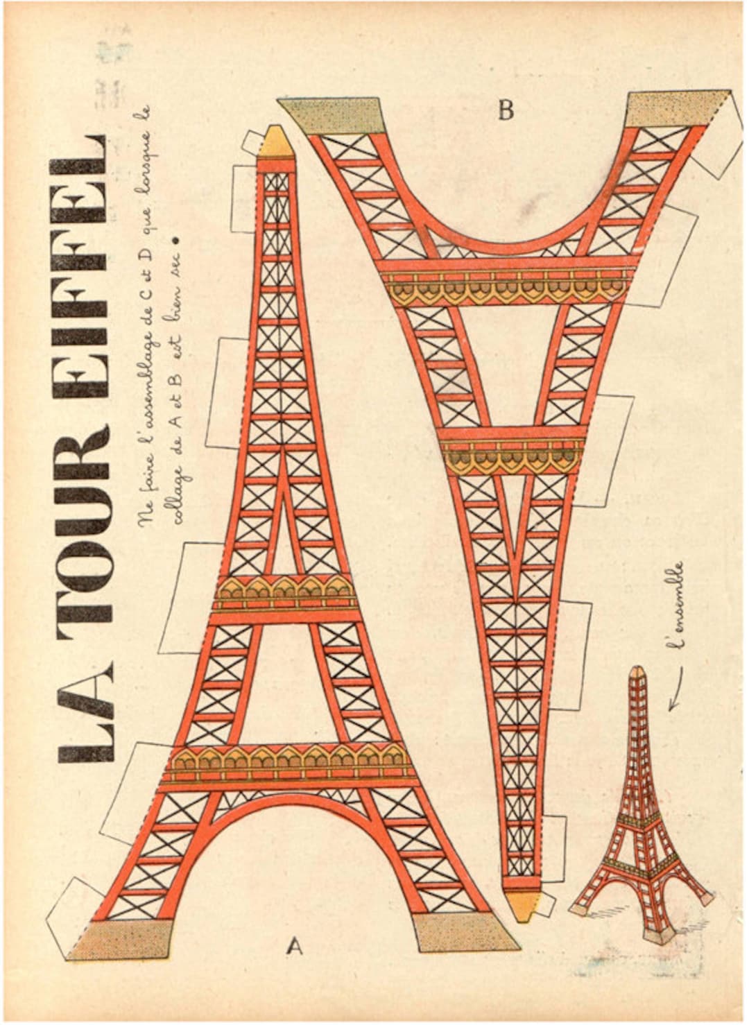 Printable Vintage Eiffel Tower, DIY Home Decor, La Tour Eiffel Digital ...