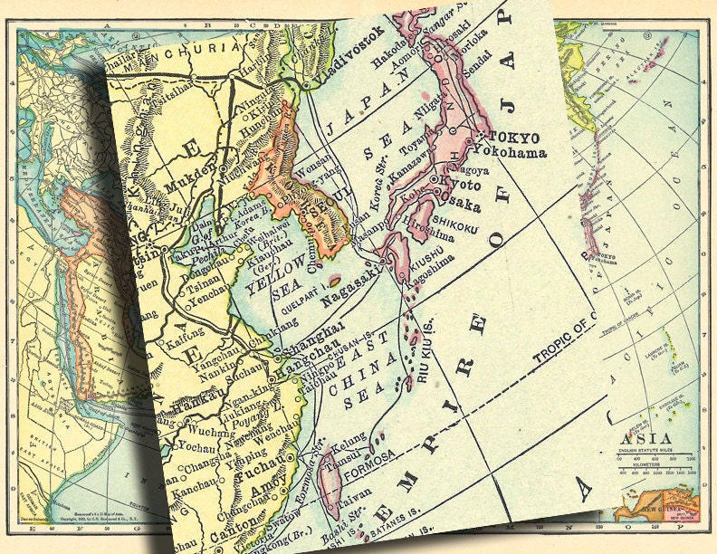 Old map of Asia from the 1900's a printable digital | Etsy