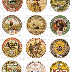 48 Camembert Cheese Labels 2.75 Inch French Cheese Circles, Digital Art ...