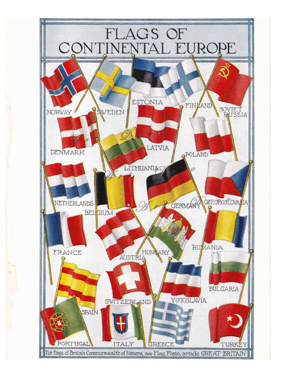 Printable European Flags Vintage Illustration From the | Etsy