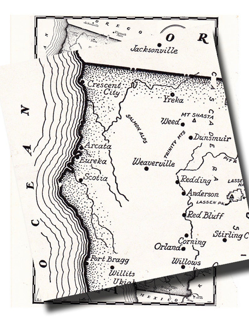Map of California from the 1950's a vintage printable | Etsy