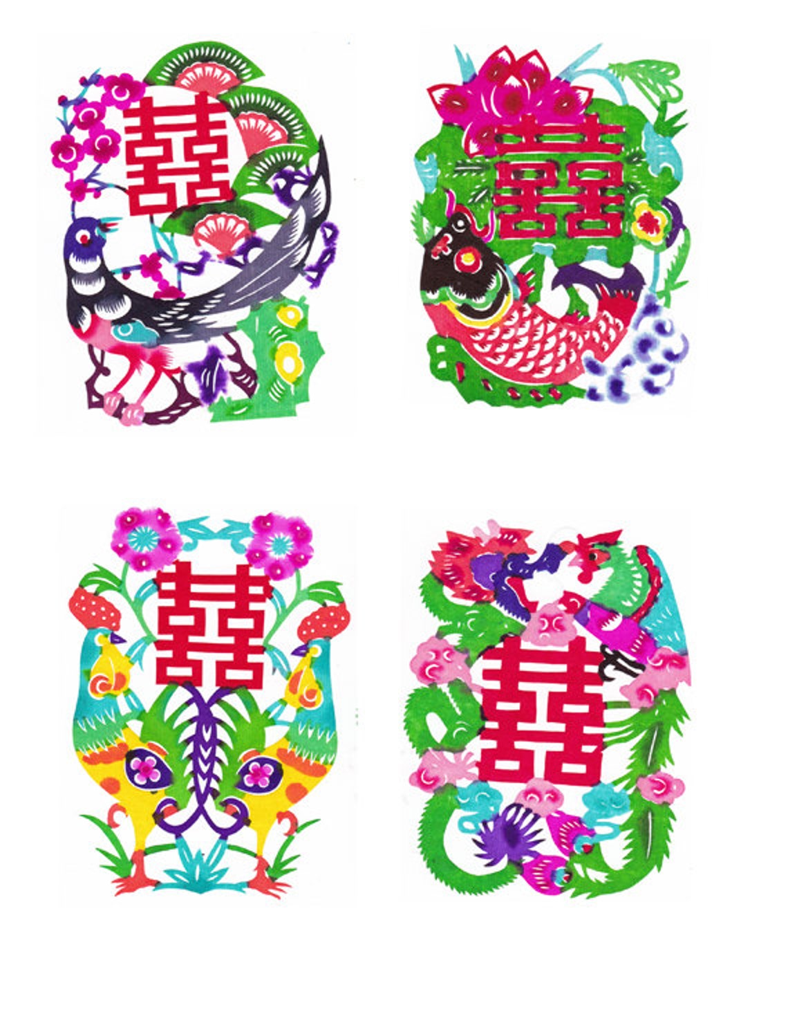 Printable Jianzhi Chinese paper cuts auspicious symbols | Etsy